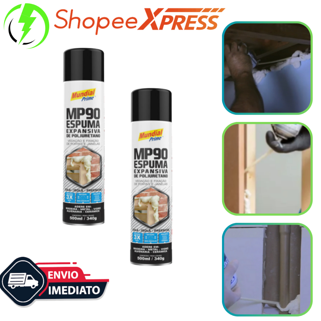 Kit 2 Espuma Expansiva Poliuretano 500ml/340g Mundial Prime | Shopee Brasil