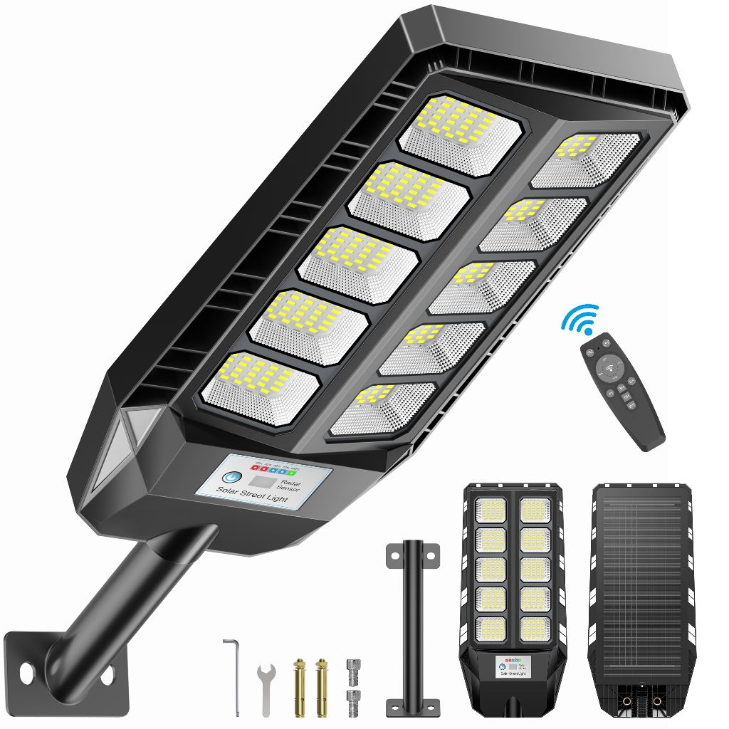 Holofote solar Luminaria 500w Poste Potente Alumbrado IP66 Kit Completo ...