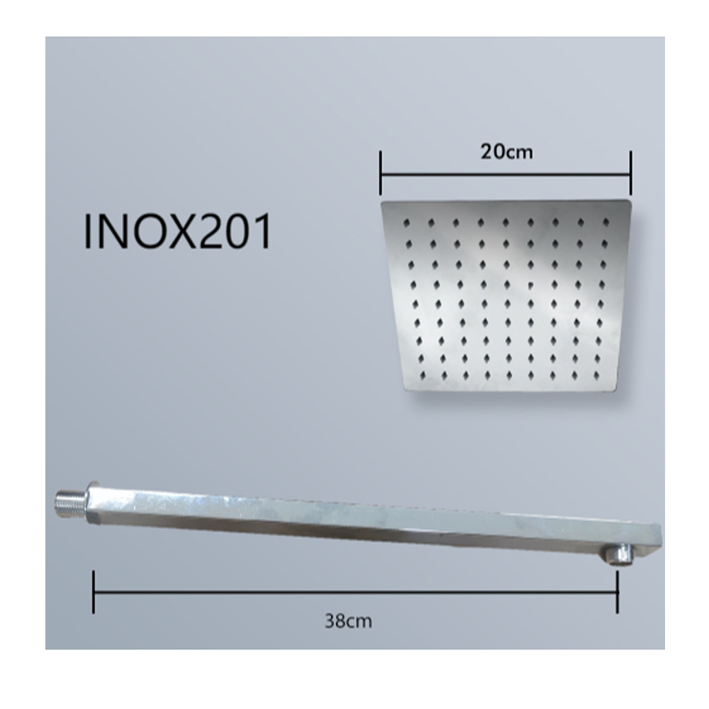 Ducha Chuveiro Inox 304 Quadrado 20x20 cm 15x15 cm Com Braço 40cm ...