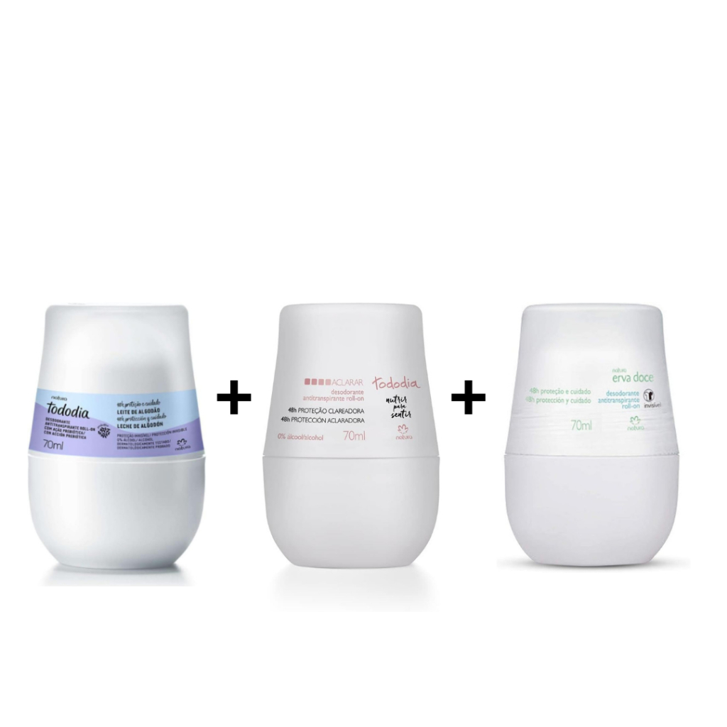 KIT Desodorante Rolon Masculino E Feminino Natura Todo Dia 70ml - 3 ...