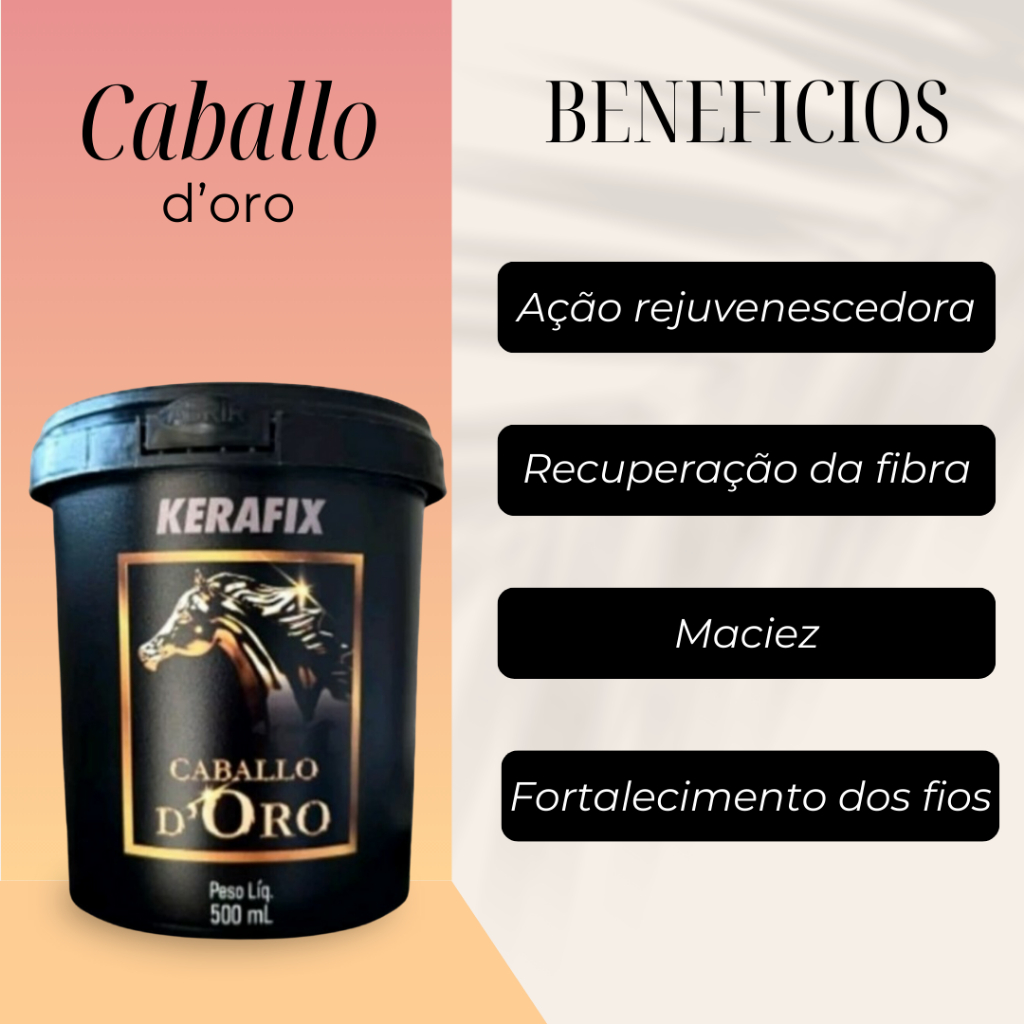 Máscara de reconstrução e hidratação caballo d'oro kerafix 500g ...