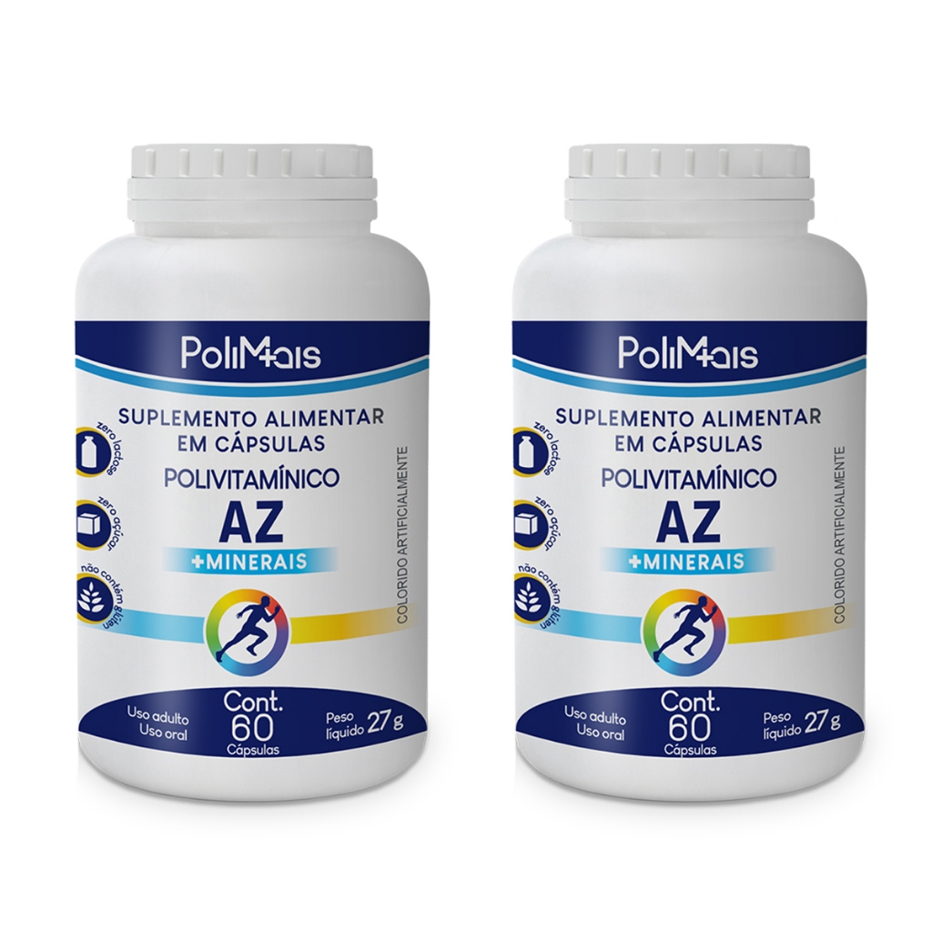 Kit 2 Polimais Polivitamínico Multivitamínico A-Z C/120 Cápsulas ...
