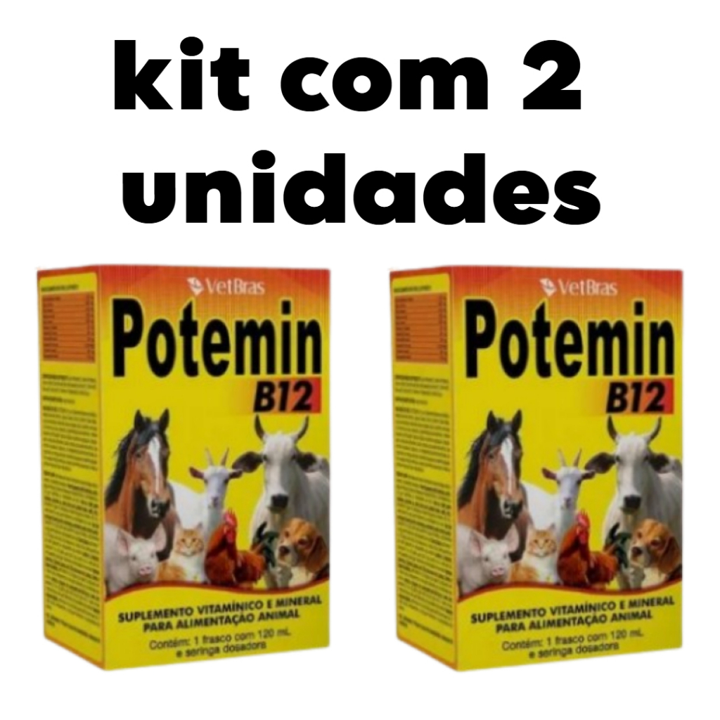 Potemin B12 120ml - Kit com 2 Unidades - Suplemento Vitamínico Pet ...