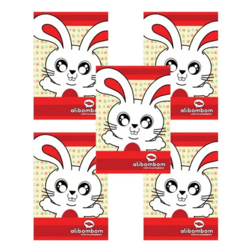 KIT Caderno Alibombom Brochura 80 folhas Capa Dura PACOTE 5 unidades ...