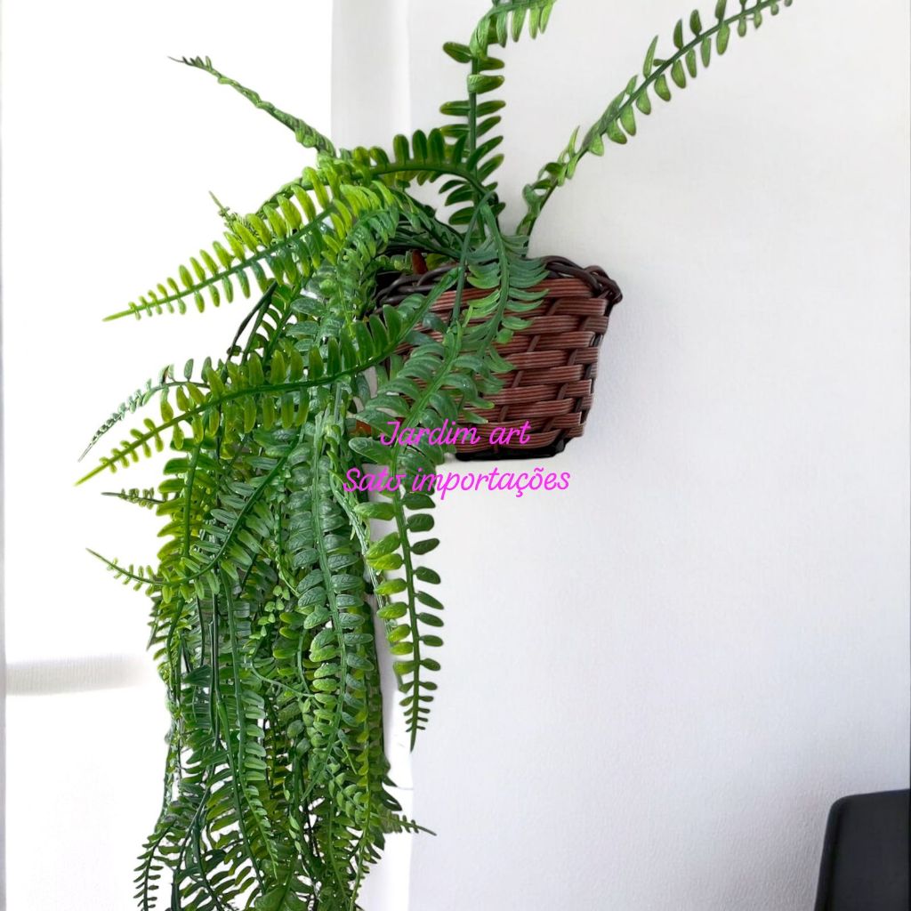 Planta Decorativa Realista samambaia + Vaso de Parede Rústico | Shopee ...
