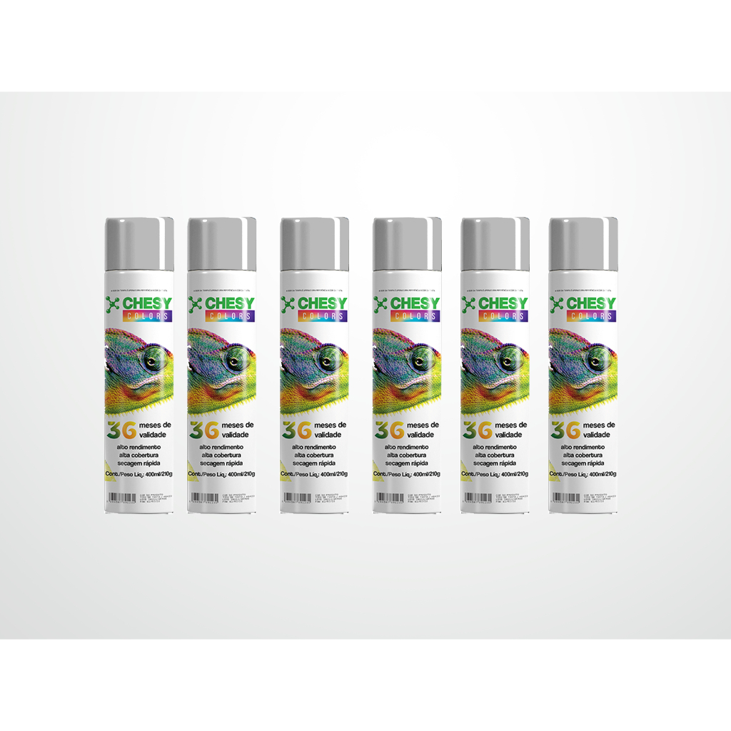 Kit 6 Latas de Tinta Spray Alta Temperatura Aluminio 400ml Chesy ... Kit 6 Latas de Tinta Spray Alta Temperatura Aluminio 400ml Chesy ...