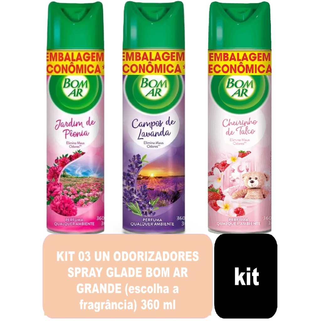 KIT 03 unidades Odorizador Glade Spray Bom Ar 360 ml (Escolha a ...