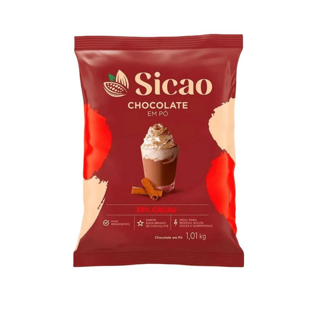 Chocolate Em Pó Sicao 33% Cacau 1,01kg | Shopee Brasil