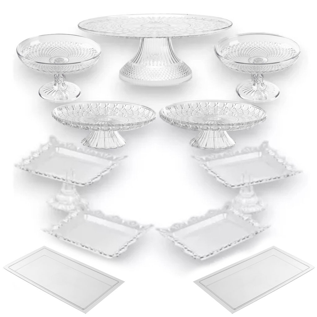 Kit Master 3 Boleira + 4 Bandeja + 4 Doceira (11 Pçs ) - Decoração ...