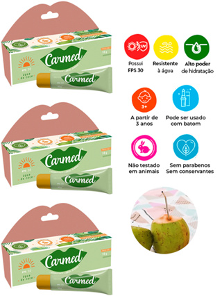 Carmed Água de Coco FPS30 Raro Hidratante Labial 10g | Shopee Brasil