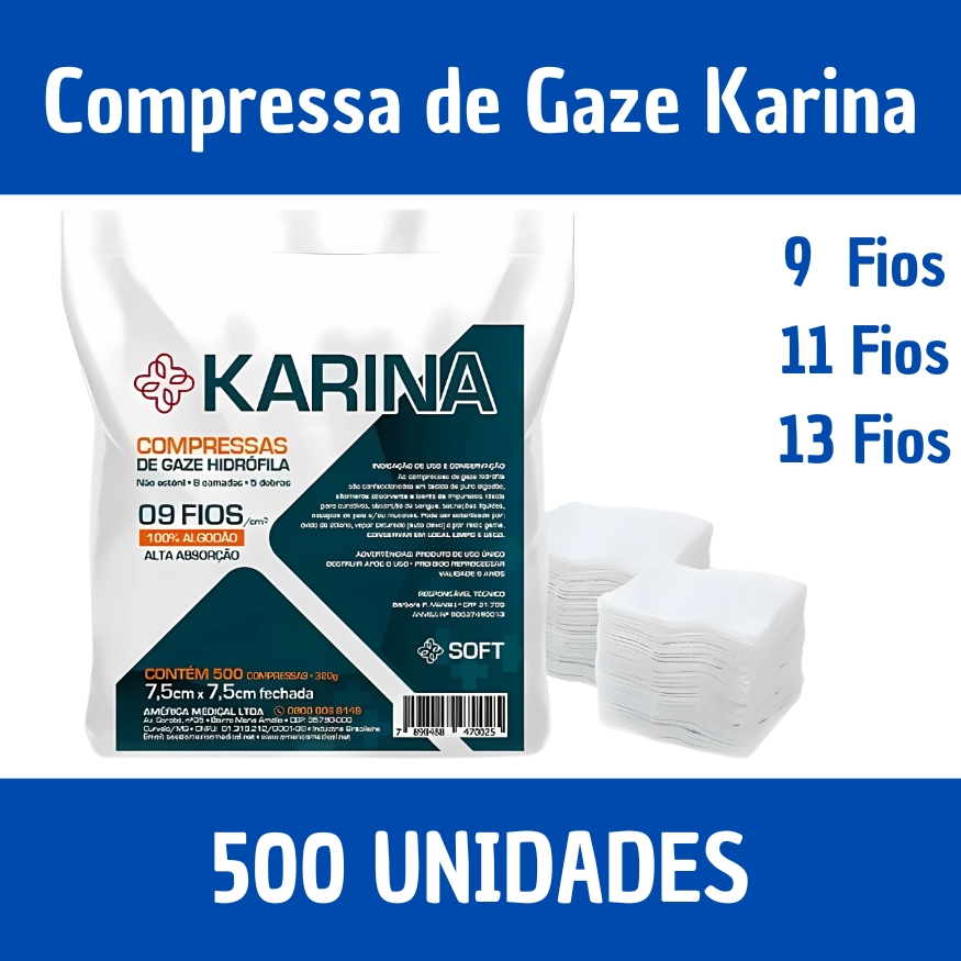 Compressa De Gaze 500 Unidades Gases 13 Fios 11 Fios 9 Fios Soft ...
