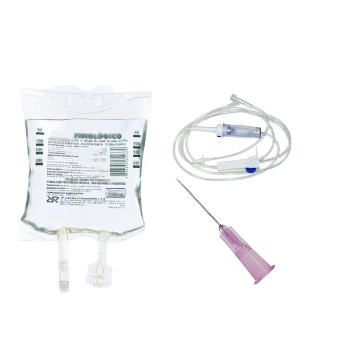 Kit C/ 10 Unidades Soro Fisiológico 0,9% 250mL + Equipo + Agulh 40X12 ...
