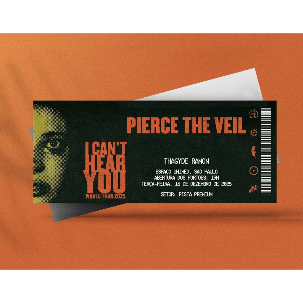 Ingresso Holográfico Personalizado Pierce The Veil - I Can't hear You World Tour 2025 | Shopee ...