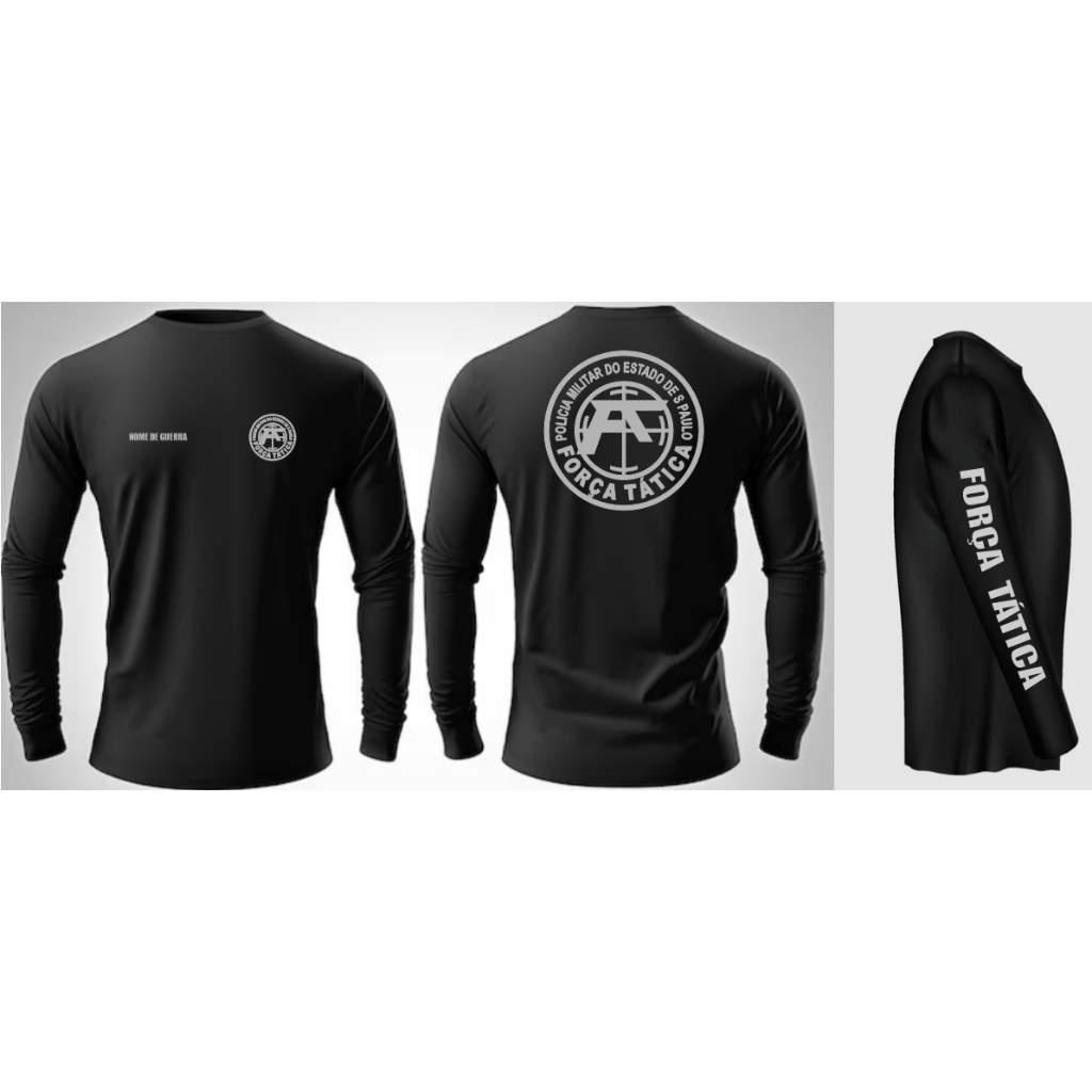 Camiseta T-shirt 100% Algodão Manga longa Camisa Força tática | Shopee ...
