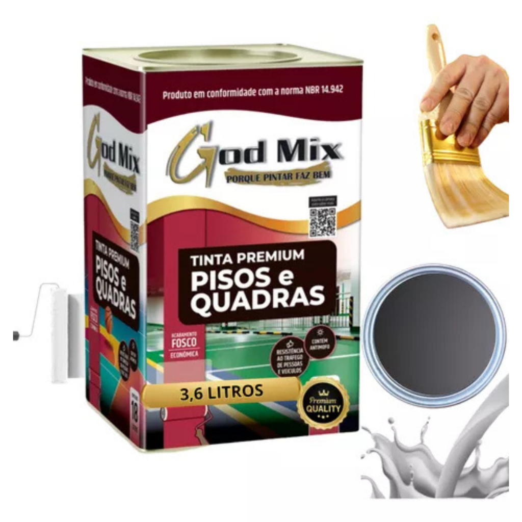 Tinta Acrílica Pisos E Quadras Premium 3,6 Litros Godmix | Shopee Brasil