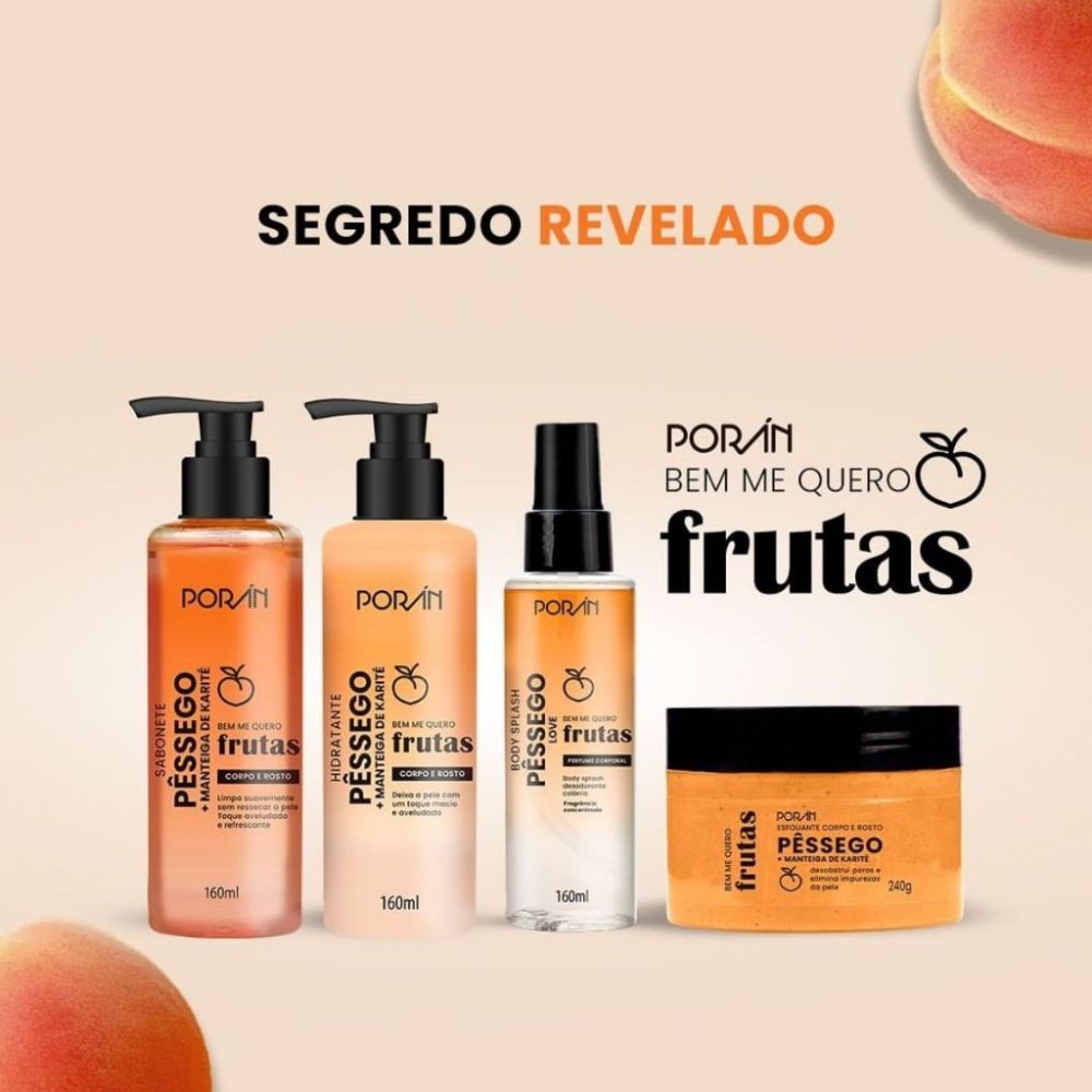 Kit Cuidado Corporal Pessego - Esfoliante - Hidratante - Sabonete e ...