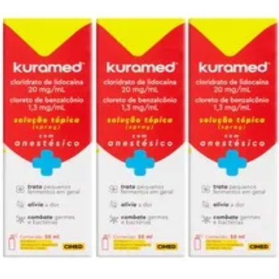 Kit 3 Kuramed Antisséptico com Anes-tésico 50ml - Cimed | Shopee Brasil