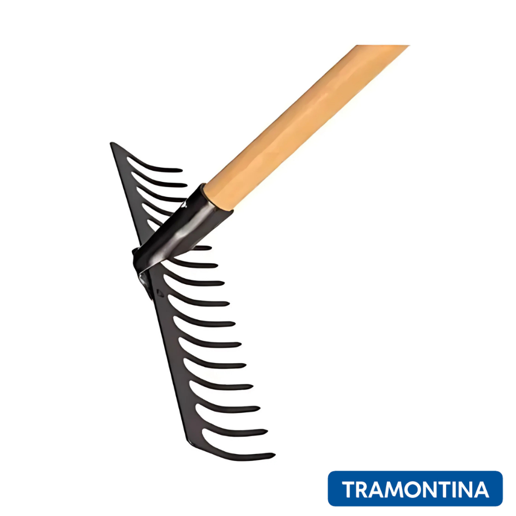Rastelo Ancinho Metálico 16 Dentes Com Cabo De Madeira 145 Cm | Shopee ...