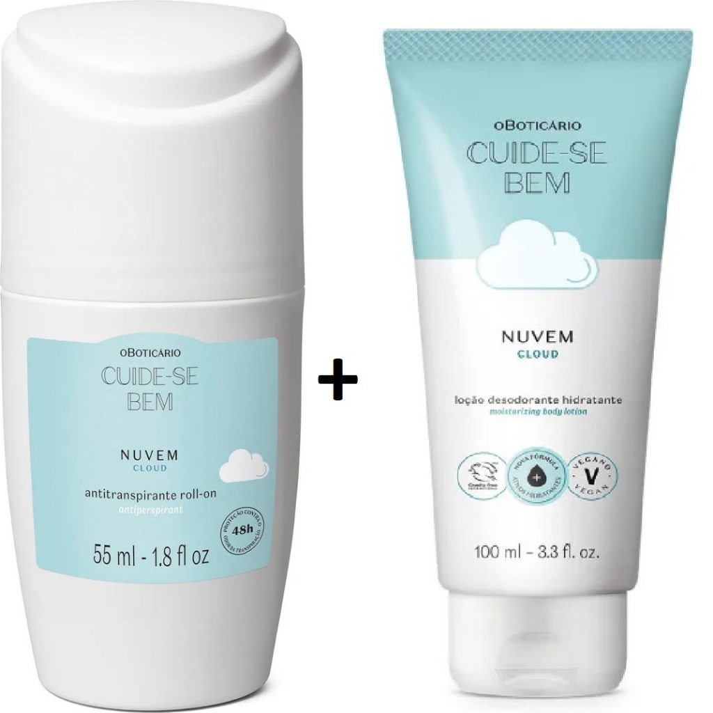 Kit Antitranspirante Roll-On Nuvem 55ml + Hidratante Desodorante ...