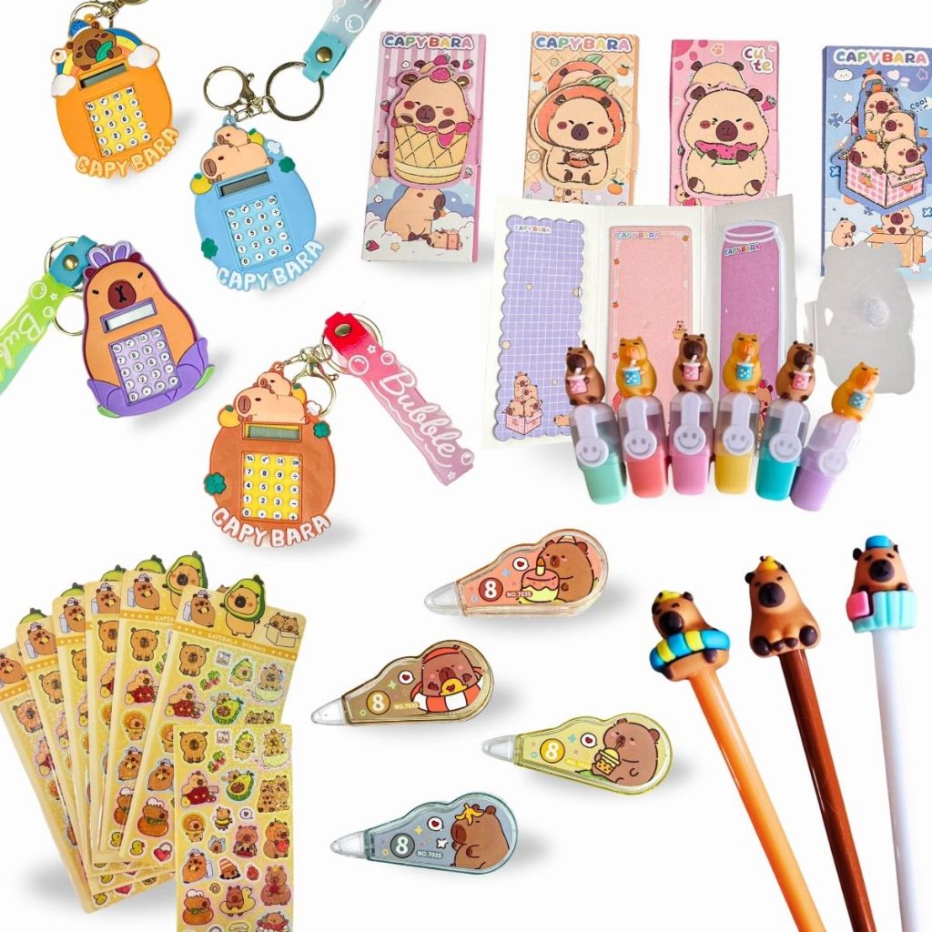 Kit Papelaria Fofa Kawaii 5 Itens Capivara Presente Criativo | Shopee ...