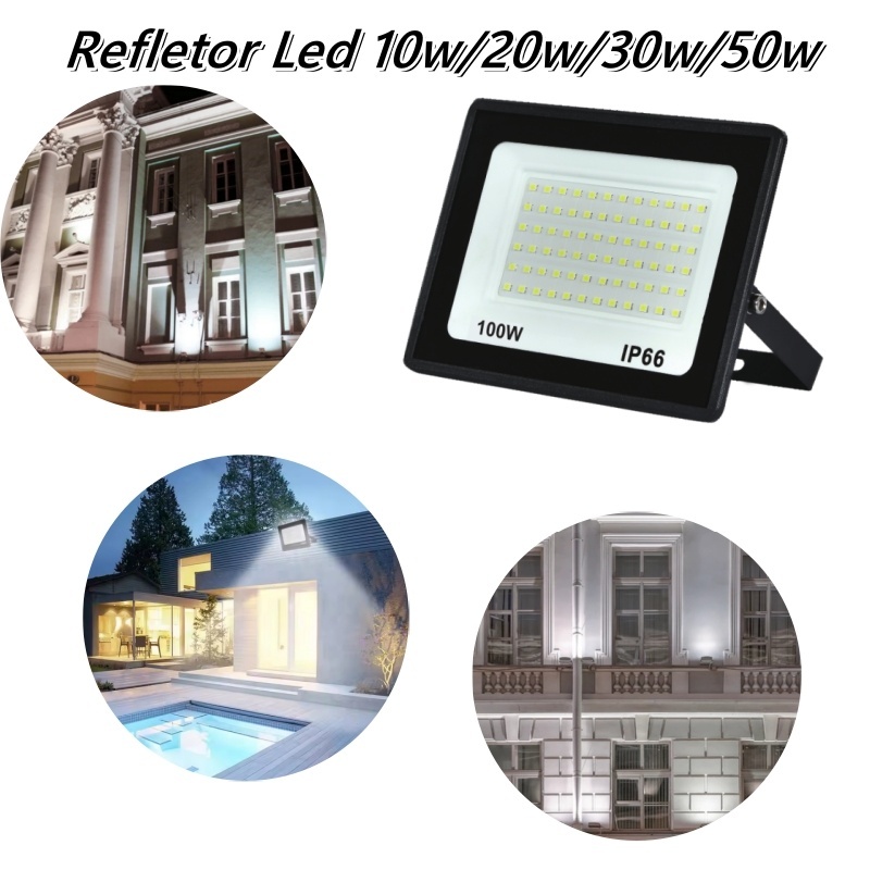 Refletor Led Holofote 50w/30w/20w/10w Ip66 Bivolt Forte Luz Branco Frio Prova D'água Alta ...