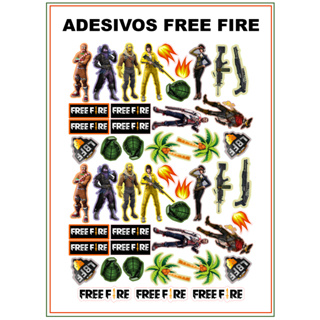 ADESIVOS FREE FIRE STICKERS - AUTO COLANTE - CARTELA C/ 35 ADESIVOS ...