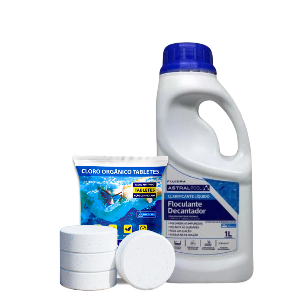 Kit Limpeza Para Piscina Com Clarificante Líquido 1 Litro Mais 5 ...