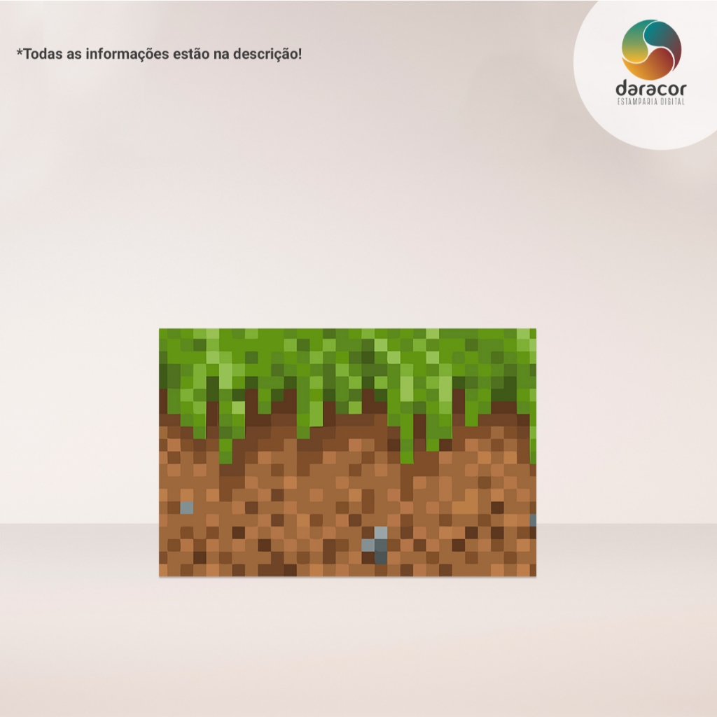 Painel Retangular Bloco Grama e Terra Minecraft - C/Overloque | Shopee ...