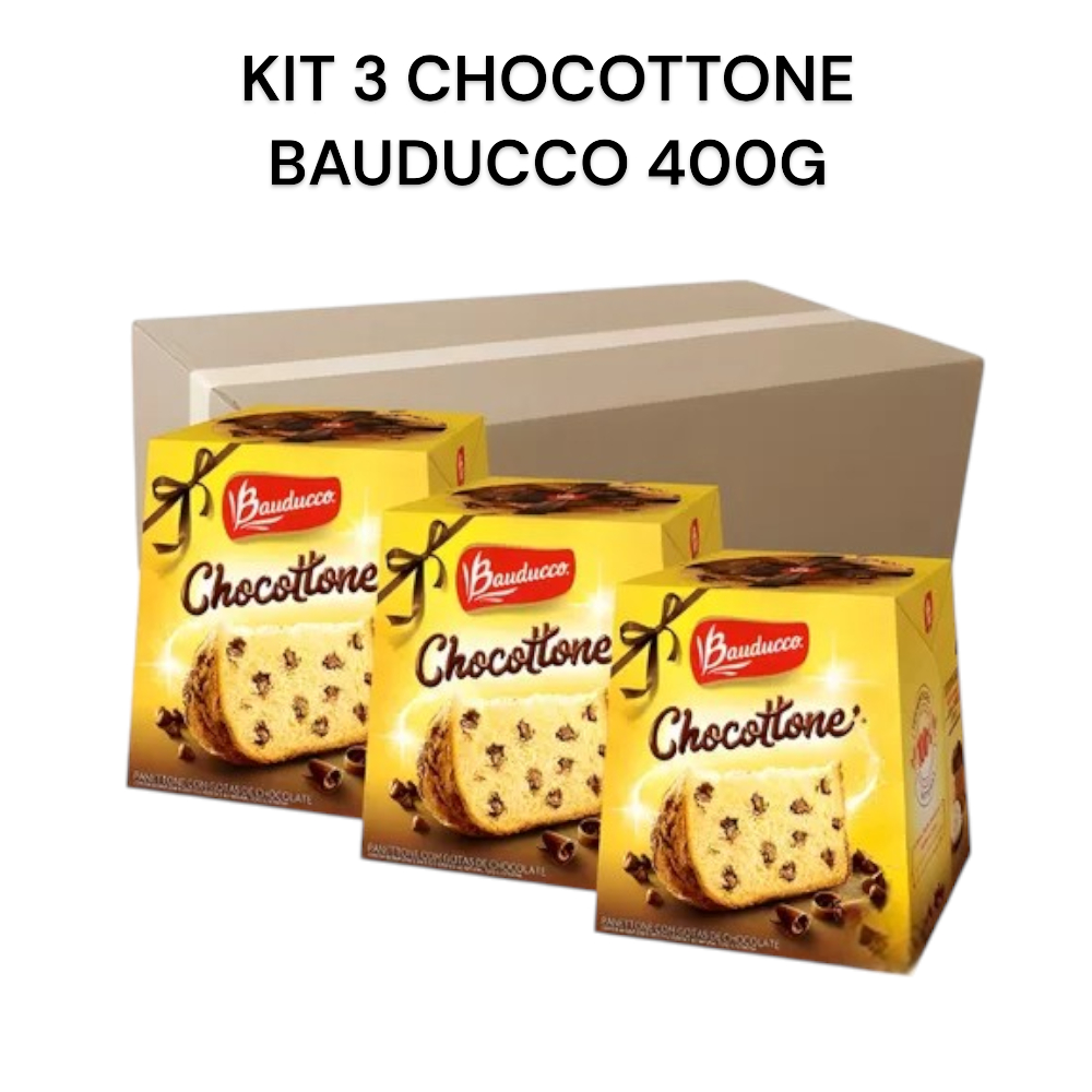 Kit Com 3 Panettone Chocottone Com Gotas De Chocolate Bauducco