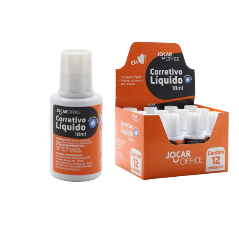 Kit Corretivo Liquido Base De Agua Escolar 18Ml Jocar Office | Shopee ...