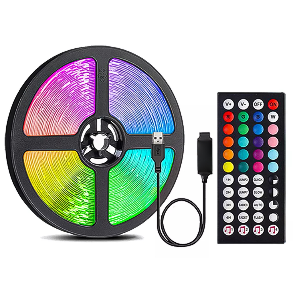 Fita LED 5M 3M RGB 5V USB Controle Adesivo | Shopee Brasil