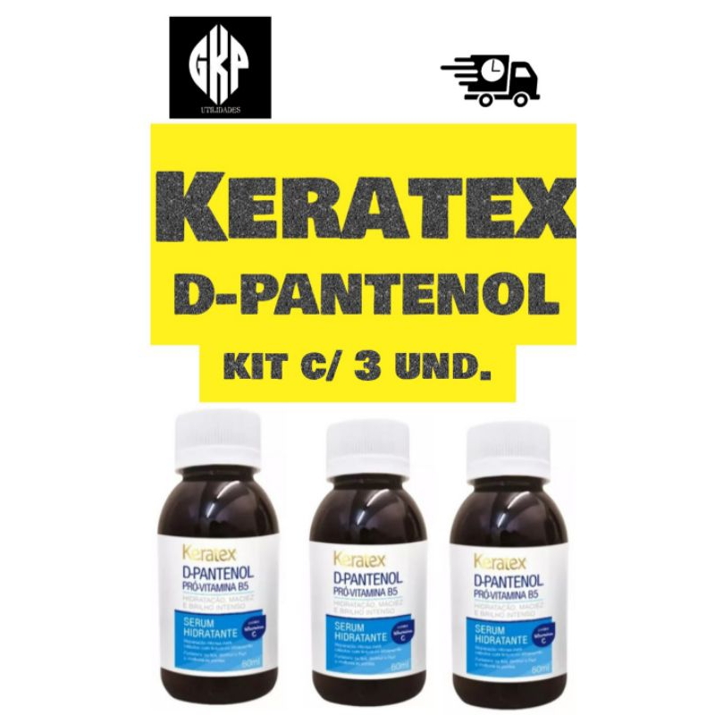 KIT 3 UND. SÉRUM HIDRATANTE D-PANTENOL PRO-VITAMINA B5 KERATEX 60ML ...