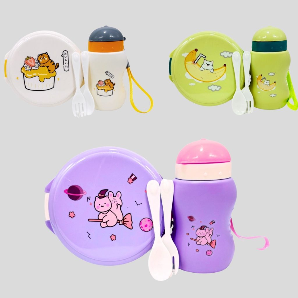 Kit Pote P/ Lanche Marmita Lancheira De 2 Andares Infantil Bebê 900ml ...