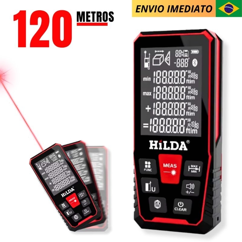 Trena a laser profissional digital 50 metros e 120 metros, medidor de ...