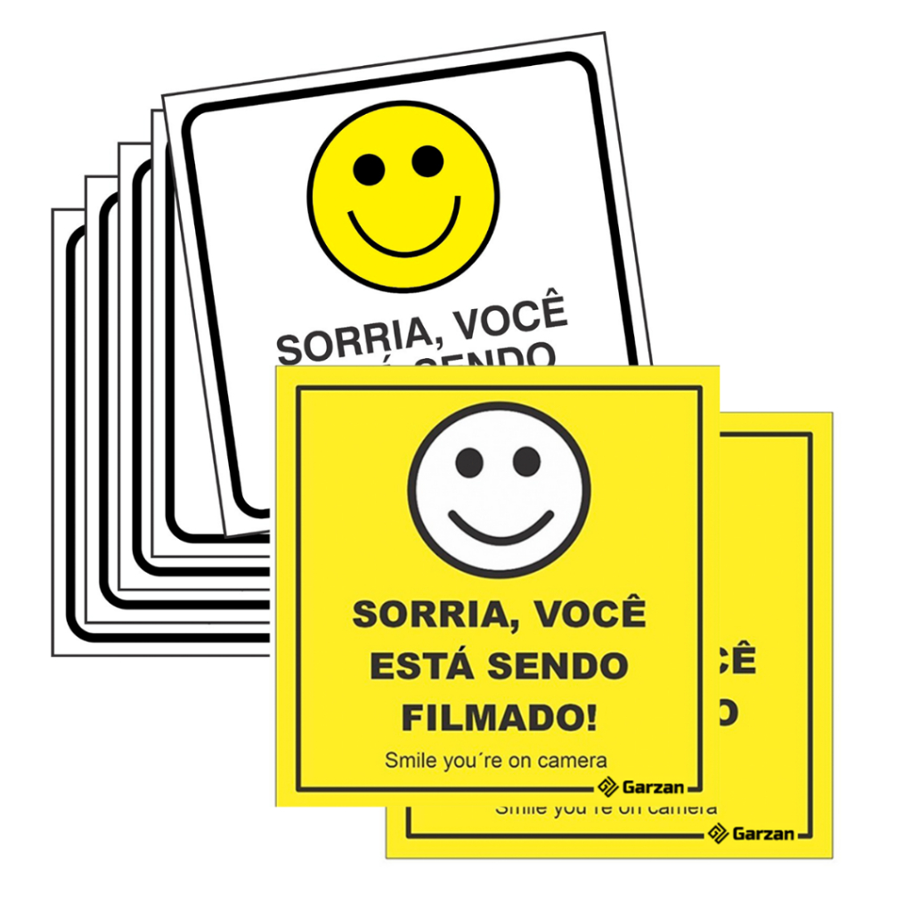 KIT 5 PLACA SORRIA VOCÊ ESTA SENDO FILMADO MONITORAMENTO POR CÂMERAS ...