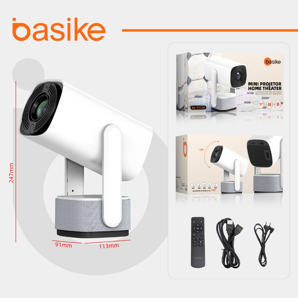 Basike Projetor 1080p com caixa de som de 40W de power conexão ...