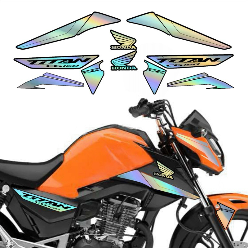 kit adesivos holográfico Titan 160 2025 *diversas cores* | Shopee Brasil
