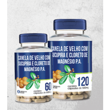 CLORETO DE MAGNESIO PA + SUCUPIRA + CANELA DE VELHO 500 MG, 100% NATURAL, UM FRASCO COM 120 ...