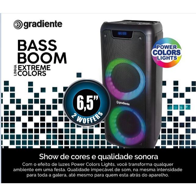 Caixa De Som Amplificada Bass Boom Gca201 400w Gradiente Cor Preto 110V ...