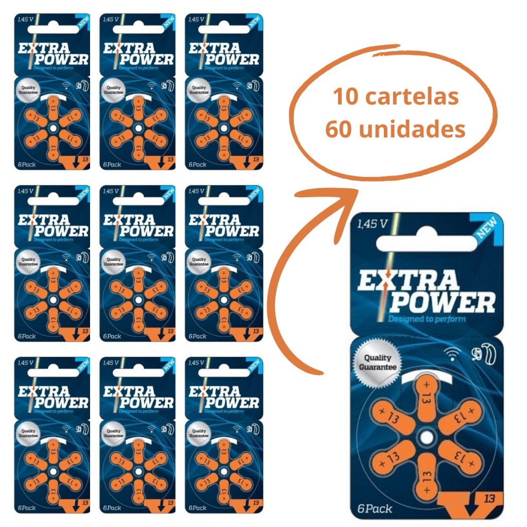 60 PILHAS EXTRA POWER 13 LARANJA | Shopee Brasil
