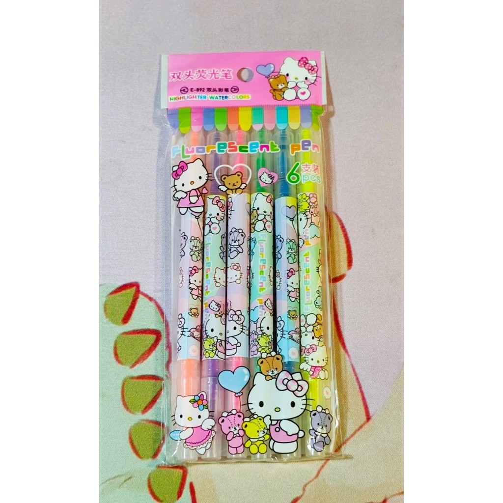 Kit Marca-Texto com ponta dupla da Hello Kitty, material escolar ...