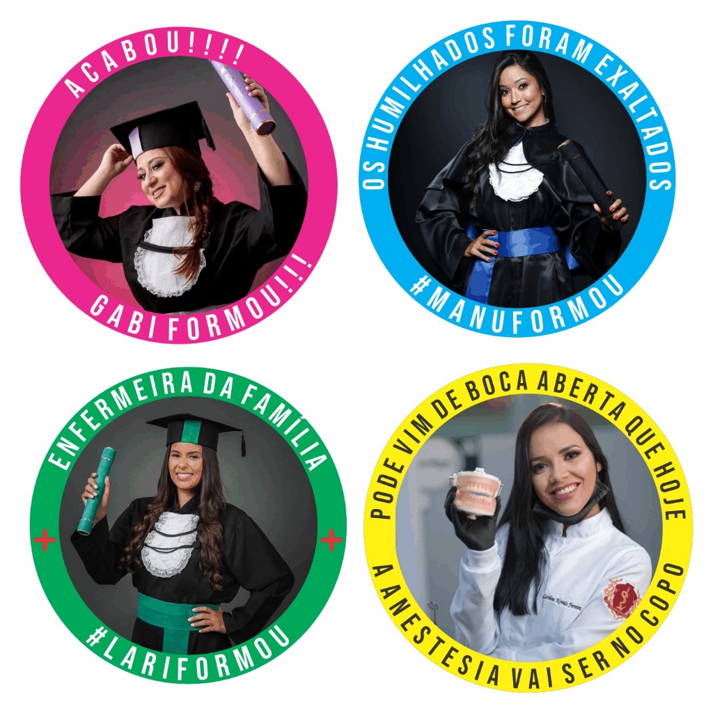 100 Adesivos Formatura Personalizados Até 4 Fotos e Frases Diferentes 6 ...