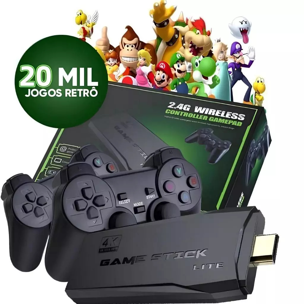 Video Game Retro 21 Mil Stick 4k 2 Controles | Shopee Brasil