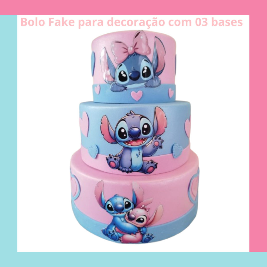 Bolo Fake Stitch e Angel 3 bases de isopor - Bolo Cenográfico | Shopee ...