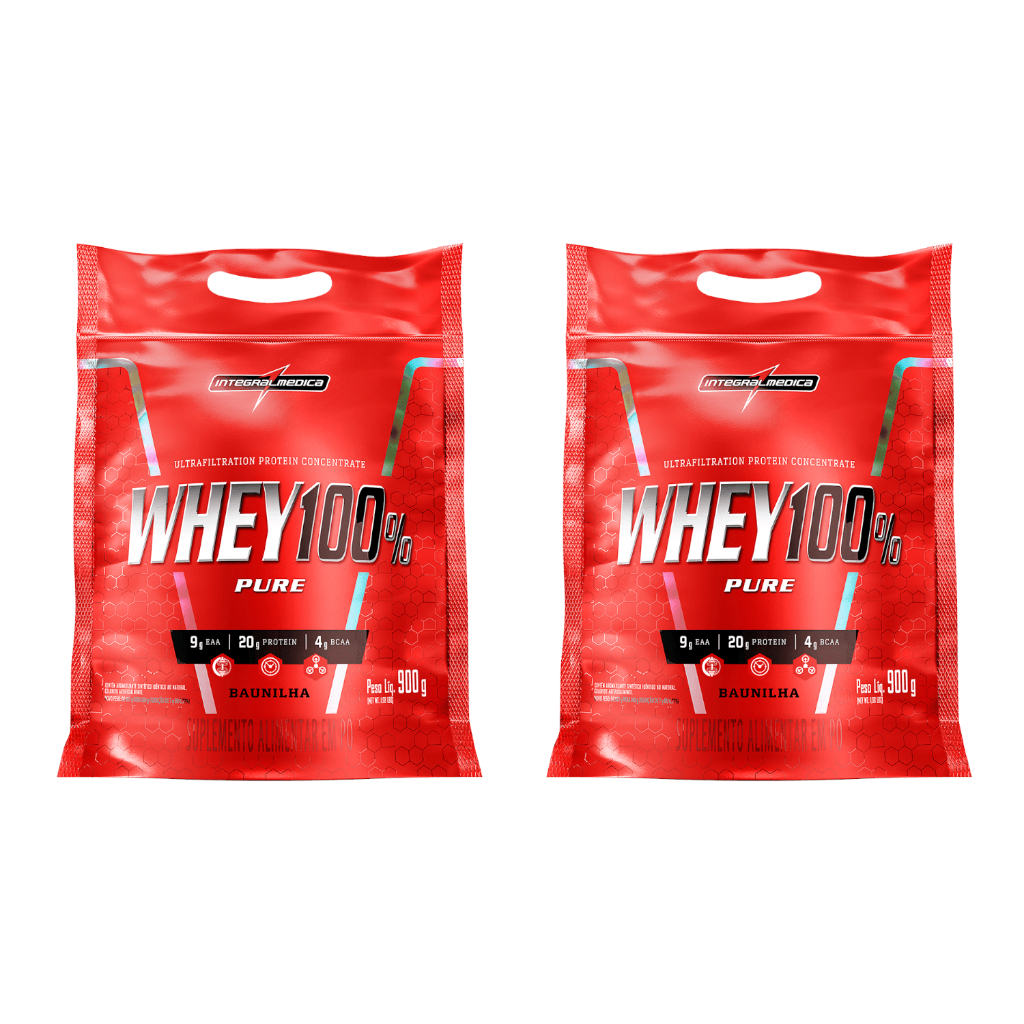 Kit com 2 Whey 100% Pure - Refil 900g - Integralmedica | Shopee Brasil