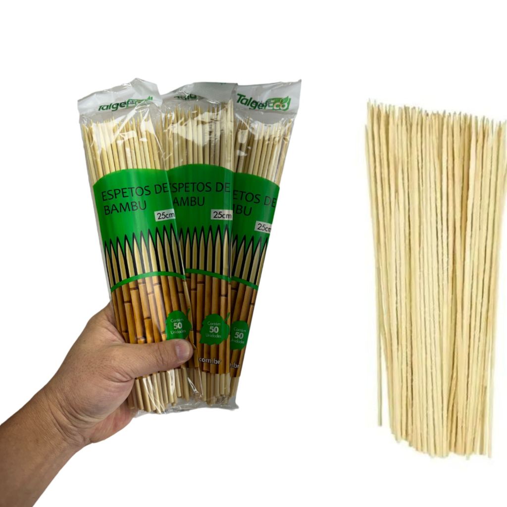 ESPETO PALITOS TALGE P CHURRASCO 150UNID ECOLOGICO RESISTENTE 25CM ...