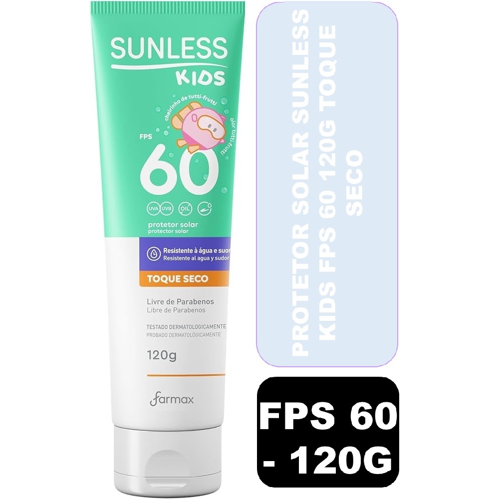 Protetor Solar Sunless Kids FPS 60 Toque Seco 120G | Shopee Brasil