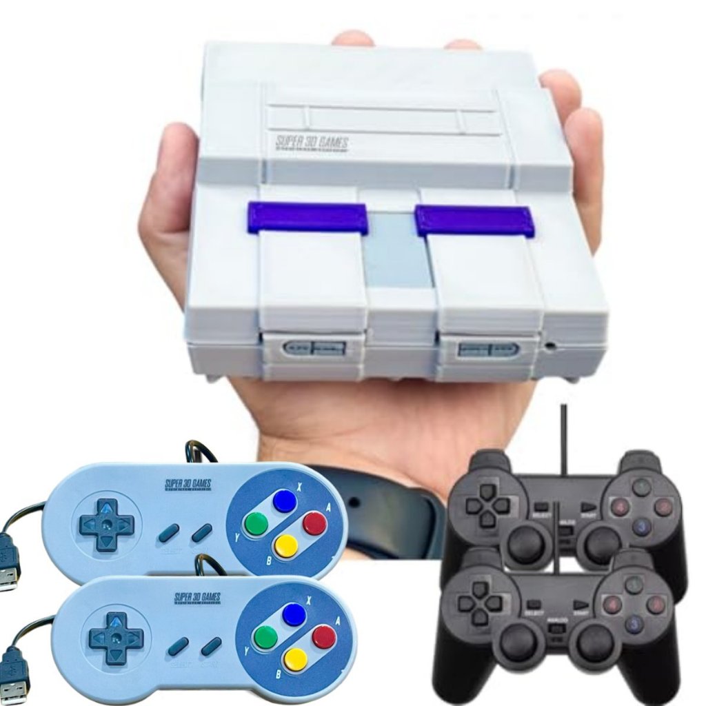 Mini Retro Super Nintendo Snes com 4 controles e mais de 130 mil jogos Super 3D Games Shopee Brasil