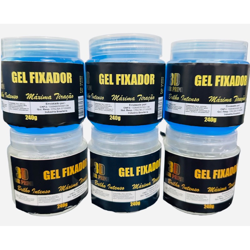 Gel Fixador Cabelo kit 6 unid Perfeito Azul e Incolor 3D Primer ...
