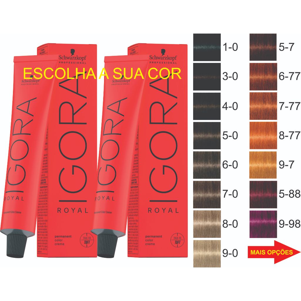 KIT 2 COLORAÇÕES IGORA ROYAL 60ML OU 2 OX 60G SCHWARZKOPF PROFESSIONAL ...